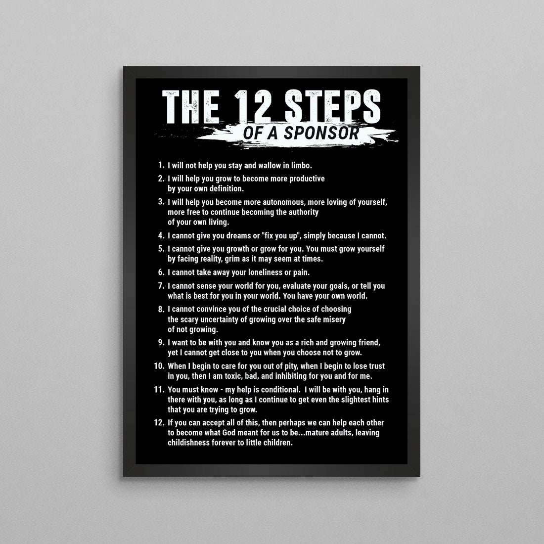 The Twelve (12) Steps of a Sponsor Poster - AA, NA, OPA (2 Styles) - Etsy