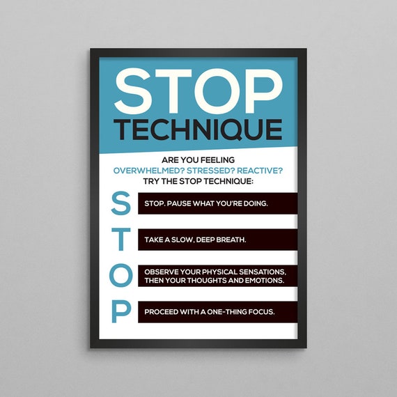 The STOP Technique for Stressing Situations Poster Mental | Etsy