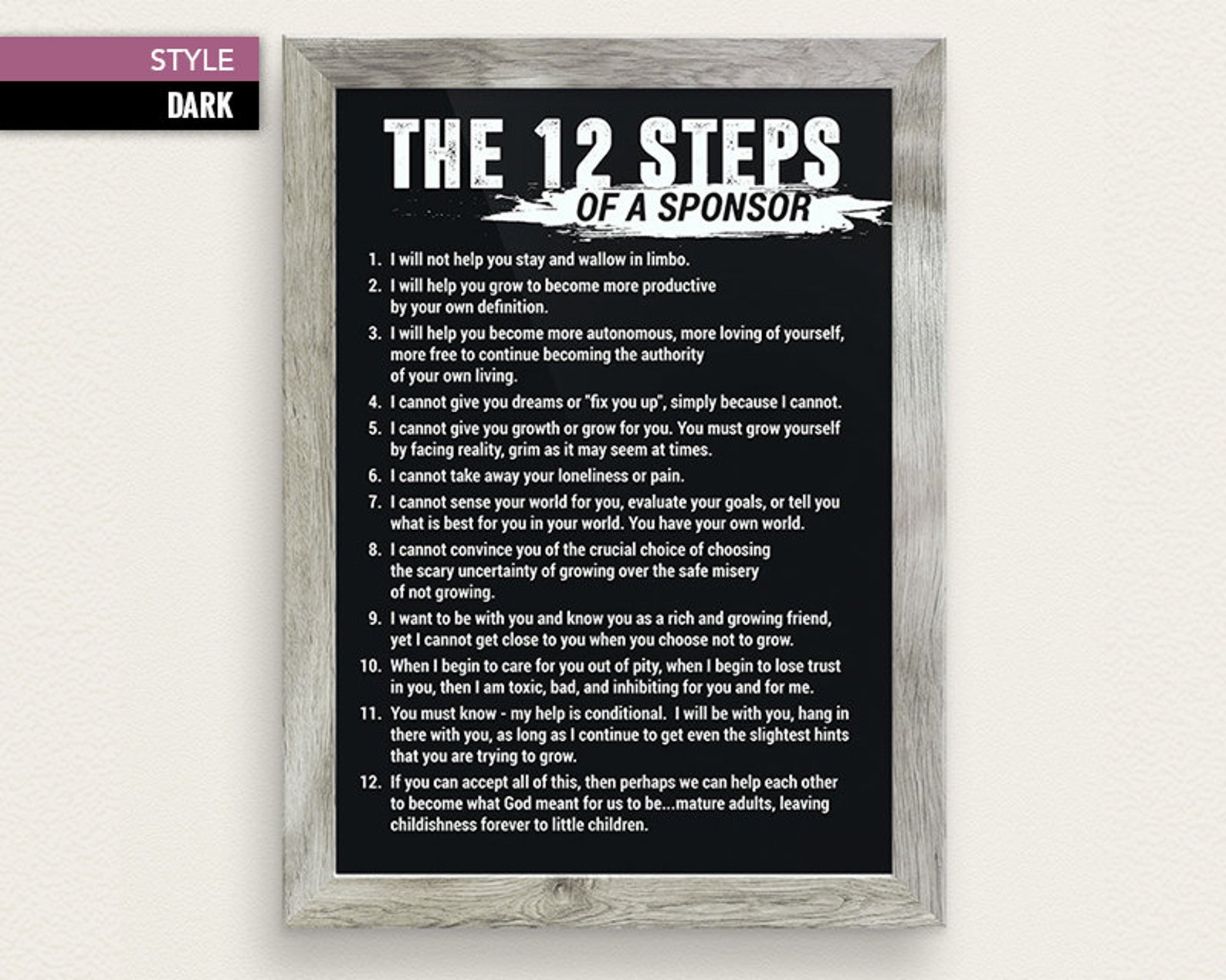 The Twelve 12 Steps of a Sponsor Poster AA NA OPA 2 | Etsy
