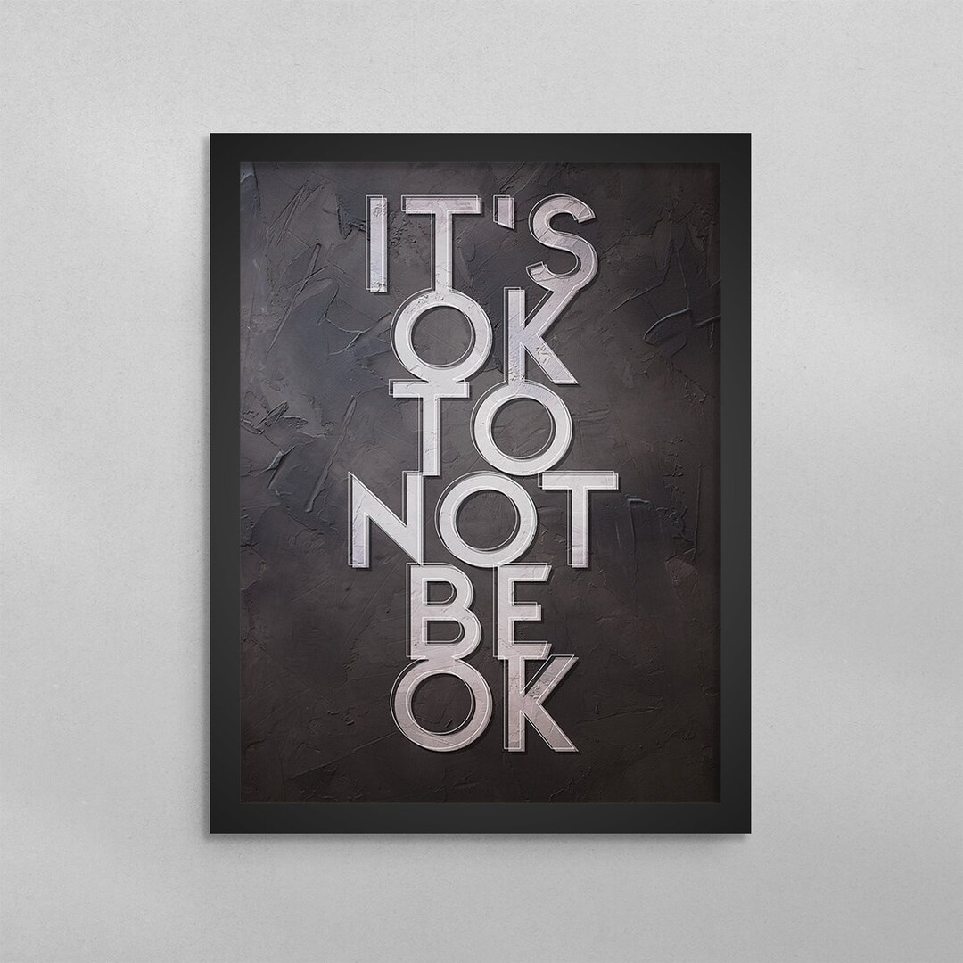 Mental Health Awareness Poster Wall Art It's Ok to Not Be Ok Therapy ...
