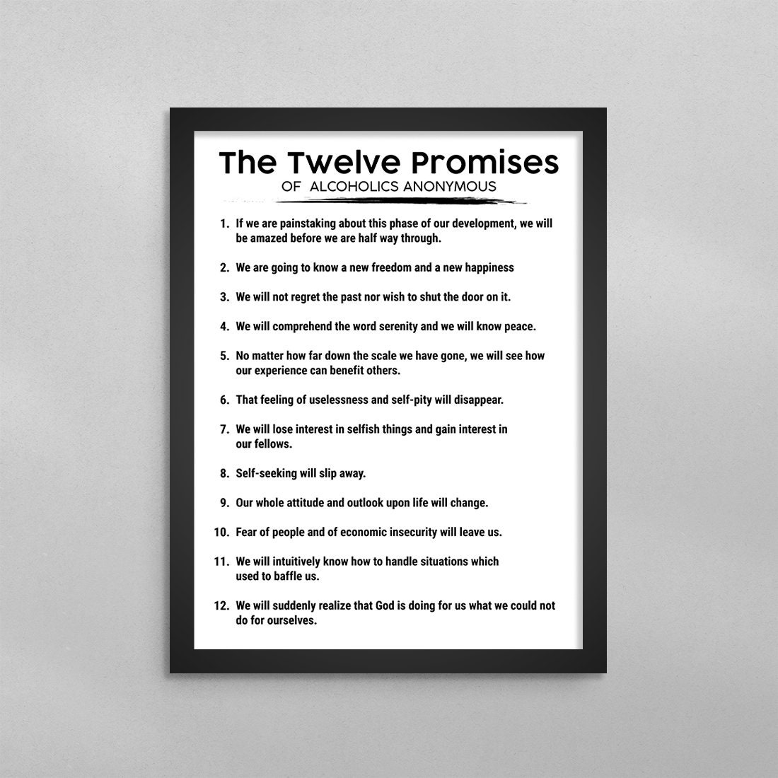 Alcoholics Anonymous 12 Promises Poster: Mental Health & Addiction ...