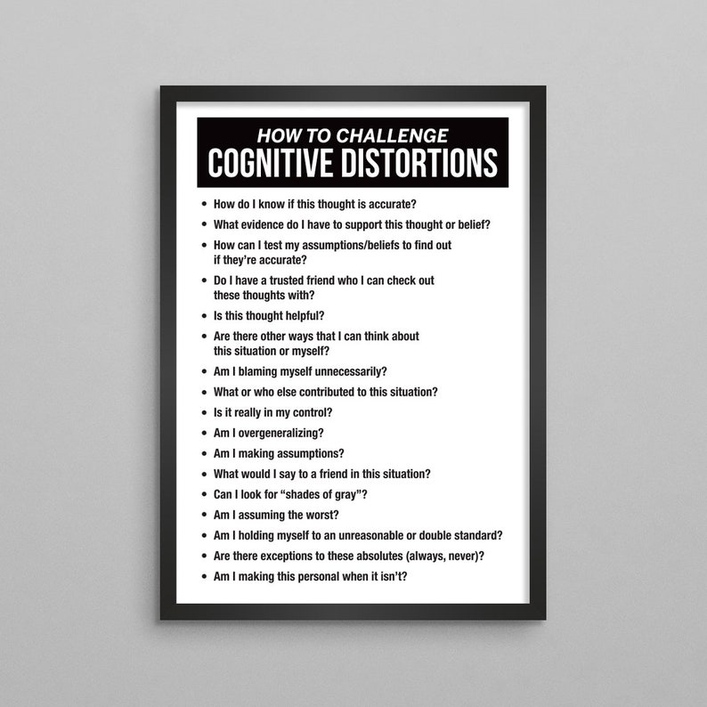 Cognitive Distortions Therapy Poster: Mental Health Counseling Art - Etsy