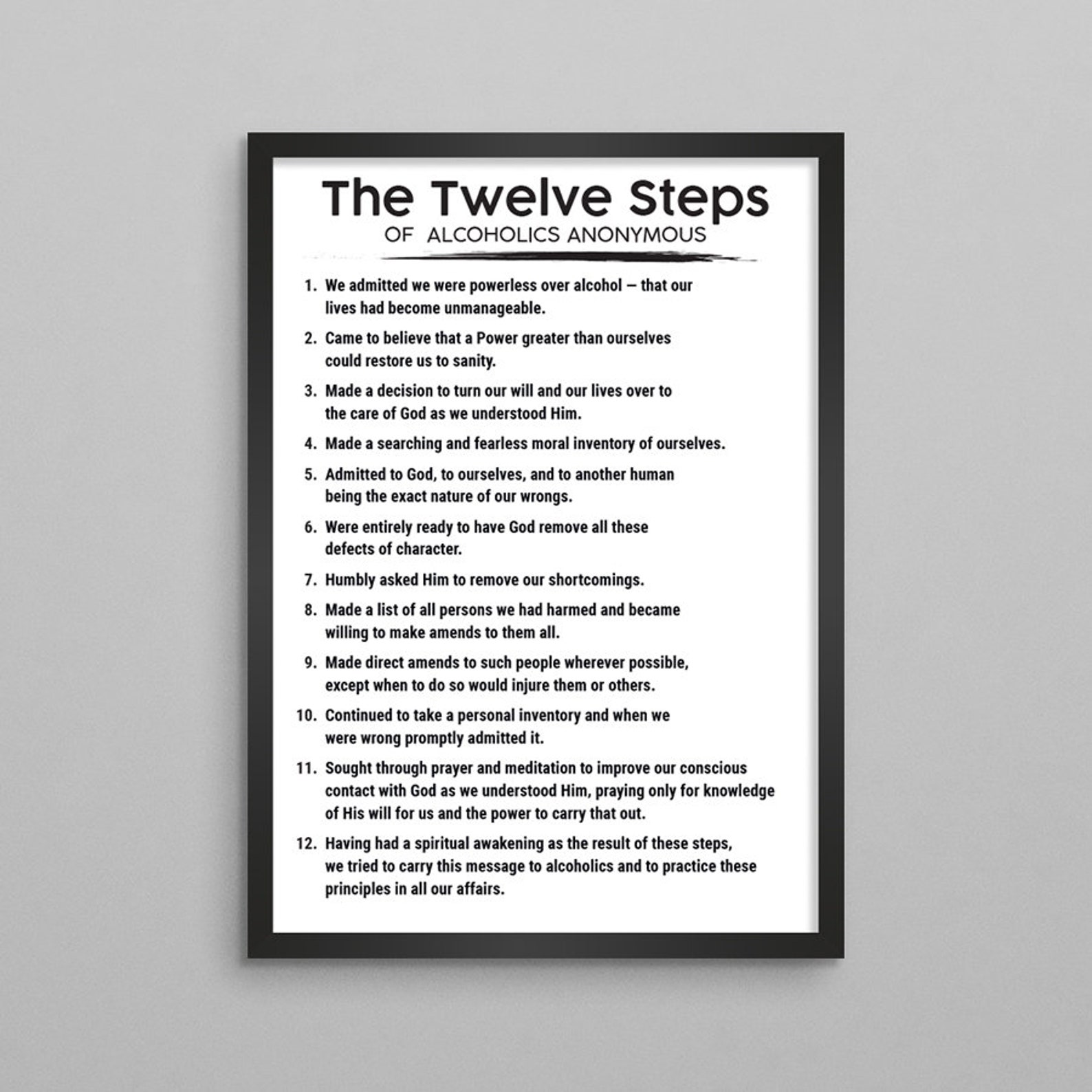 12 Steps AA Poster: Alcoholics Anonymous Recovery Gift - Etsy
