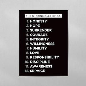AA Principles Poster: Minimalist Recovery Gift, Mental Health Decor - Etsy