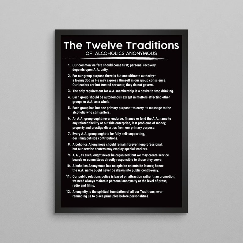 Alcoholics Anonymous 12 Traditions Poster: Recovery Gift, Sober Art - Etsy