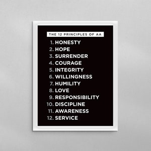 AA Principles Poster: Minimalist Recovery Gift, Mental Health Decor - Etsy