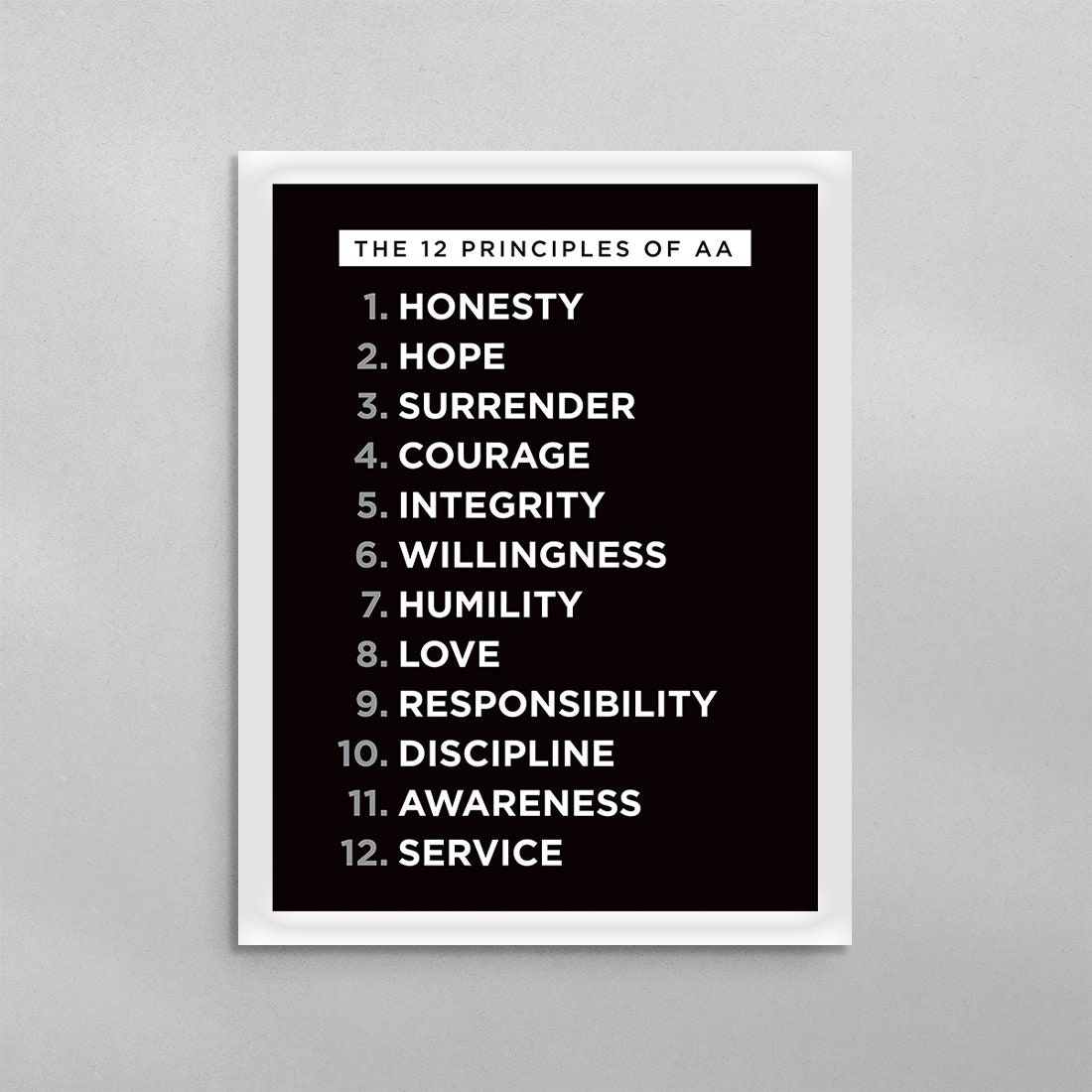 AA Principles Poster: Minimalist Recovery Gift, Mental Health Decor - Etsy