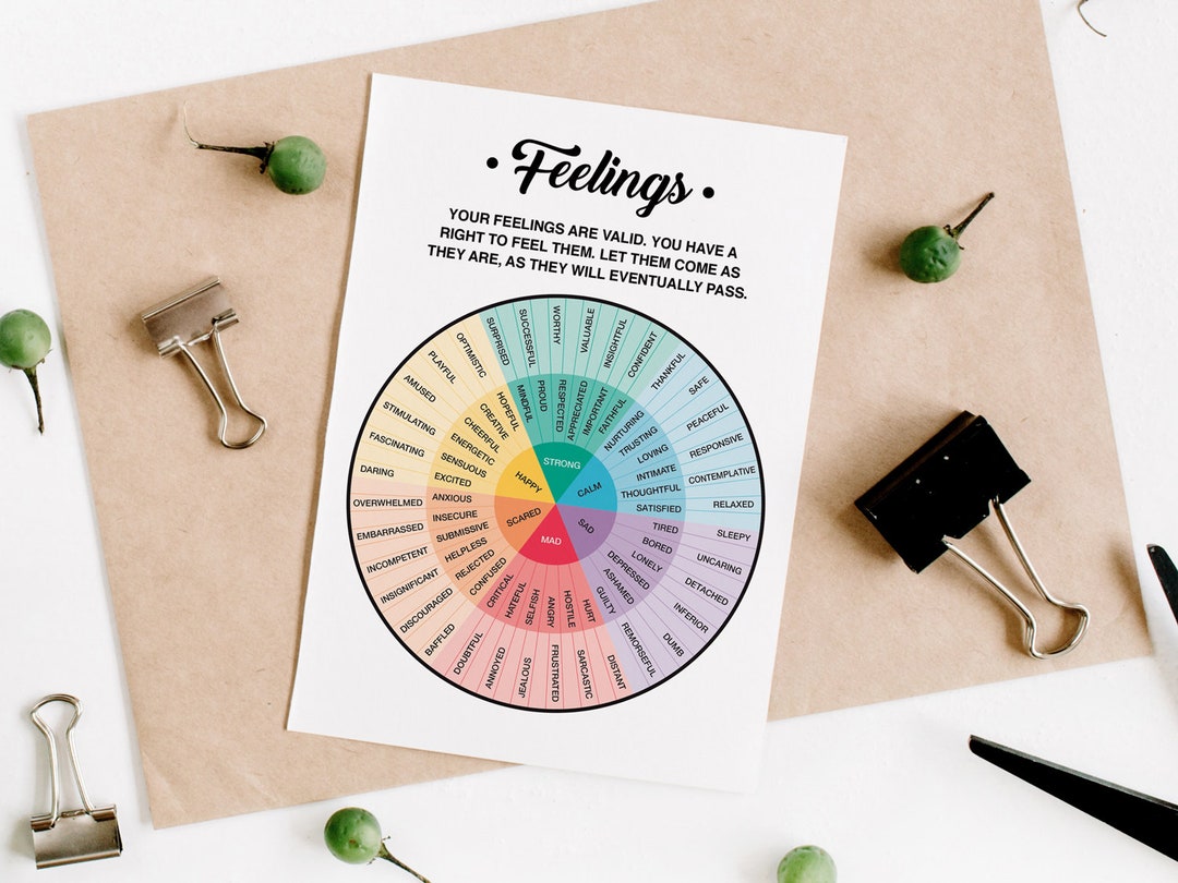 Feelings Wheel PDF Worksheet Feelings Are Valid Quote Instant Download ...