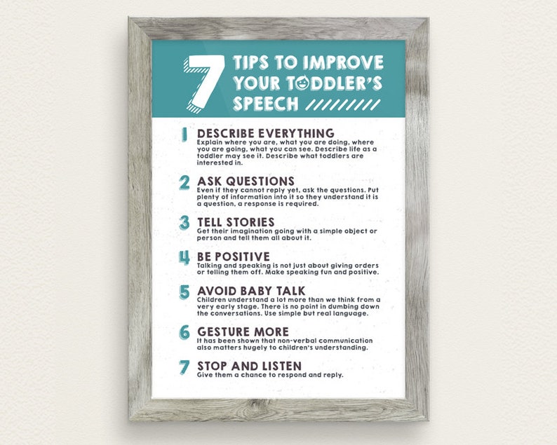 7 Tips To Improve Your Toddler's Speech Poster Kids | Etsy