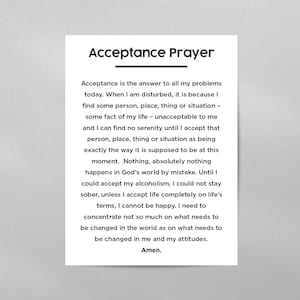 Acceptance Prayer Minimal Poster - AA NA - Alcoholics & Narcotics ...