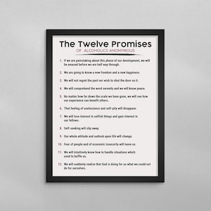 UPDATED Twelve (12) Promises of Alcoholics Anonymous (A.A.) Poster (3 ...