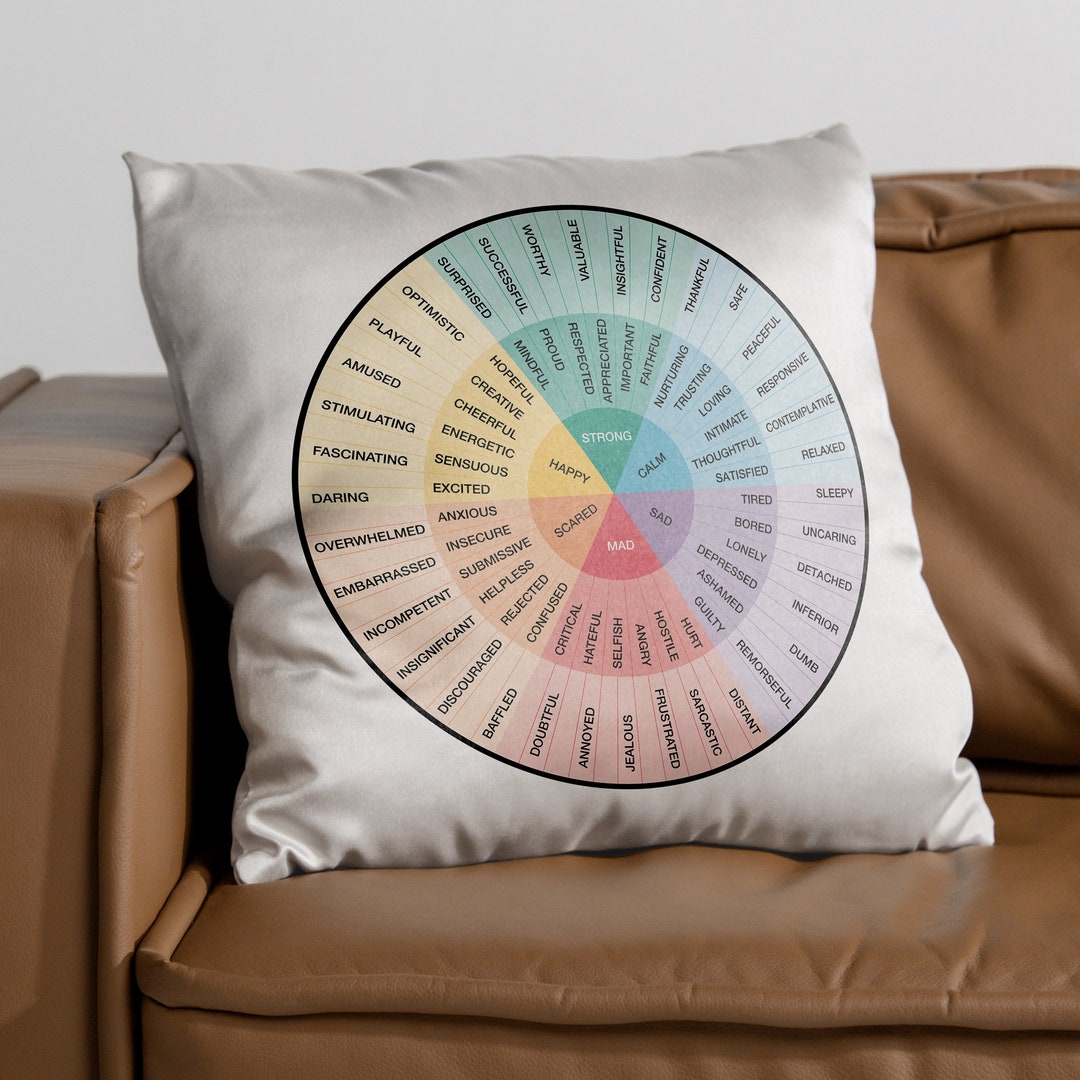 Feelings Wheel Pillow - Mental Health Awareness Decor Home Art How Are ...
