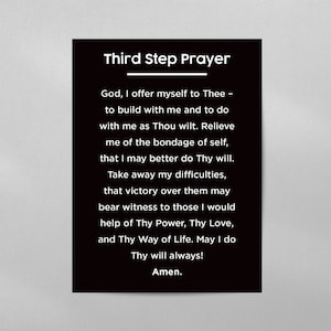 3rd Step Prayer Minimal Poster - AA NA Third - Alcoholics and Narcotics ...