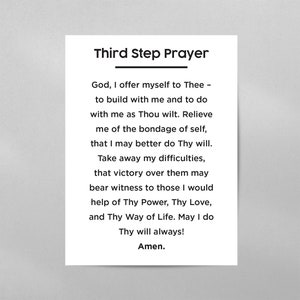 3rd Step Prayer Minimal Poster - AA NA Third - Alcoholics and Narcotics ...