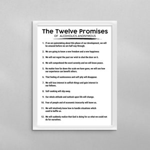 UPDATED Twelve (12) Promises of Alcoholics Anonymous (A.A.) Poster (3 ...