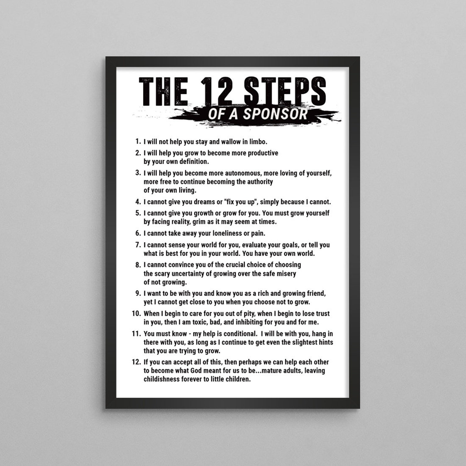The Twelve (12) Steps of a Sponsor Poster - AA, NA, OPA (2 Styles) - Etsy