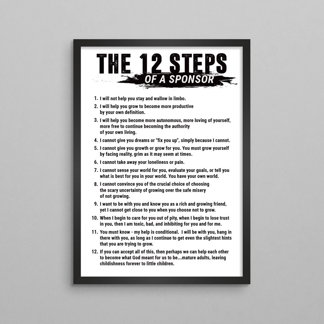 The Twelve (12) Steps of a Sponsor Poster - AA, NA, OPA (2 Styles) - Etsy