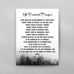 St. Francis Prayer Poster AA NA Peace Prayer for Alcoholics Narcotics Anonymous Addiction ...