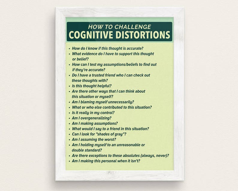 How To Challenge Cognitive Distortions Therapy Poster Mental | Etsy How To Challenge Cognitive Distortions Therapy Poster Mental | Etsy