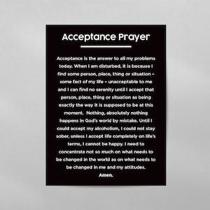 Acceptance Prayer Minimal Poster - AA NA - Alcoholics & Narcotics ...