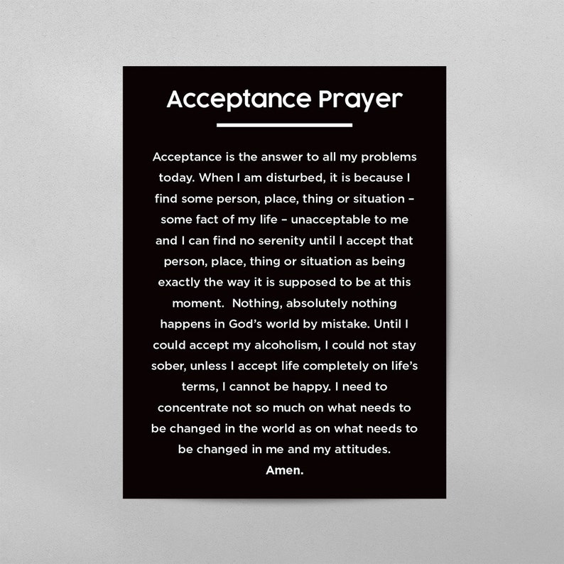 Acceptance Prayer Poster: Minimalist Sobriety Gift, AA NA Print - Etsy