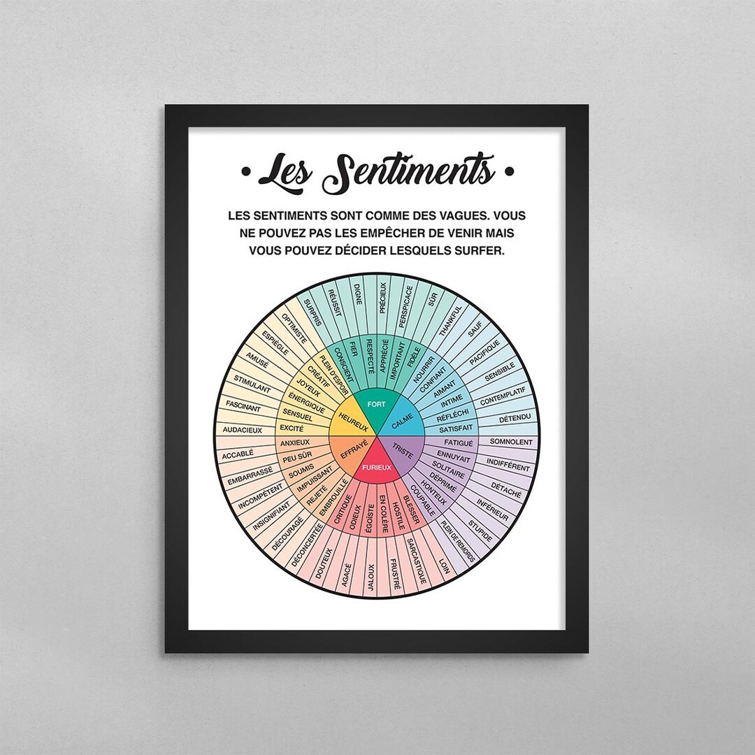 FRENCH Feelings Wheel Les Sentiments Poster mit Zitat Beratung Poster ...