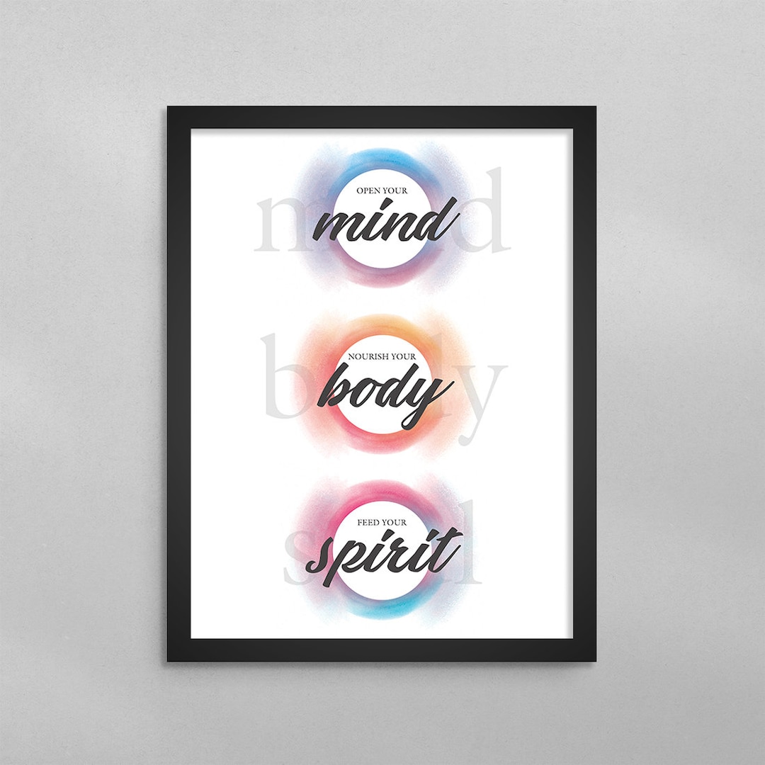 Mind Body Spirit Poster - Motivational Wellness Mental Health Awareness ...