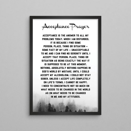 Acceptance Prayer Poster AA NA Alcoholics & Narcotics - Etsy UK