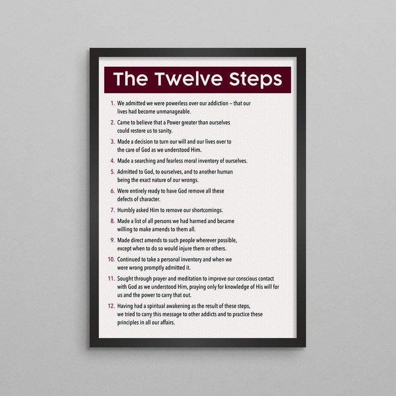 The Twelve 12 Steps General Poster 3 Styles Generic | Etsy
