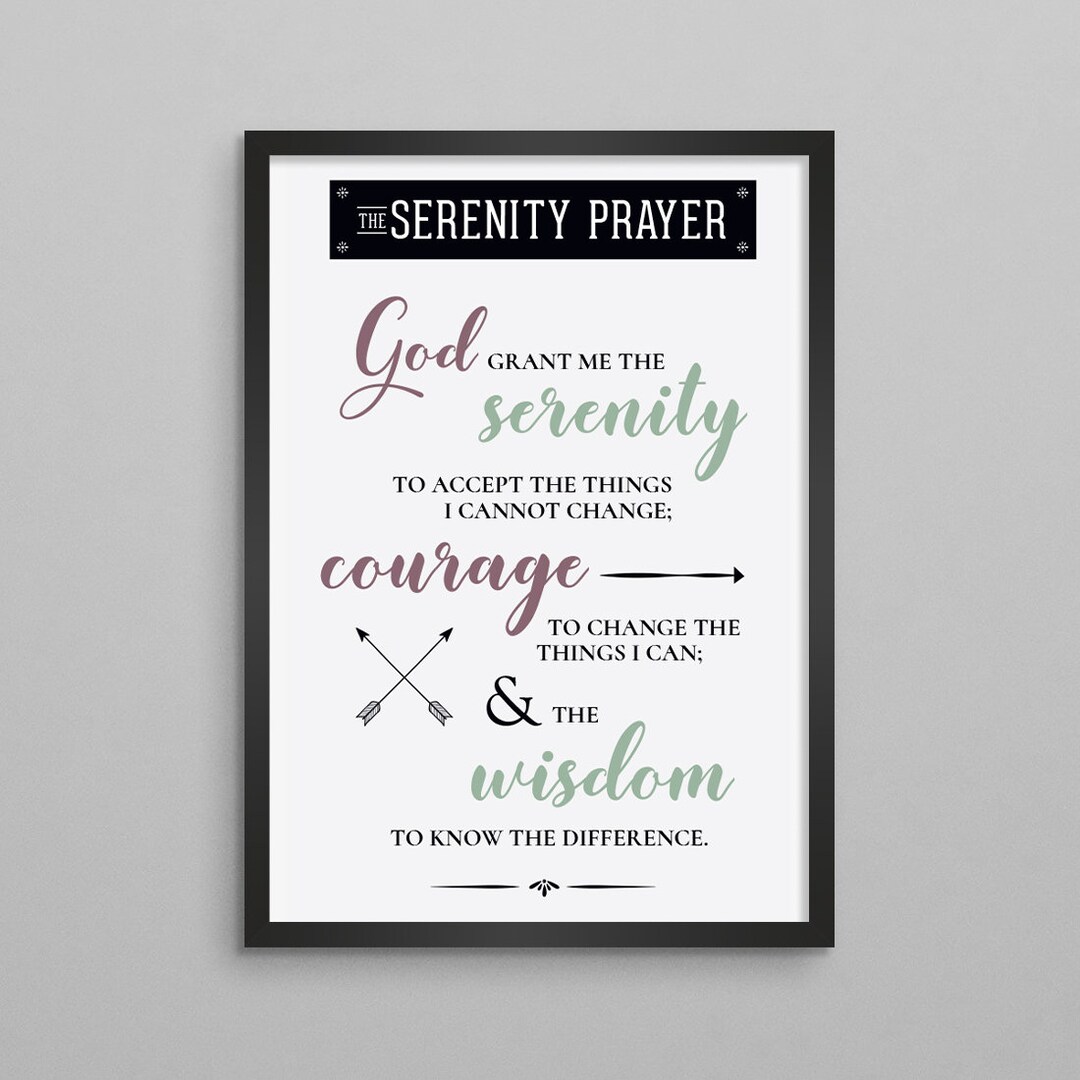 Serenity Prayer Poster Addiction Recovery Courage Wisdom Alcoholics ...