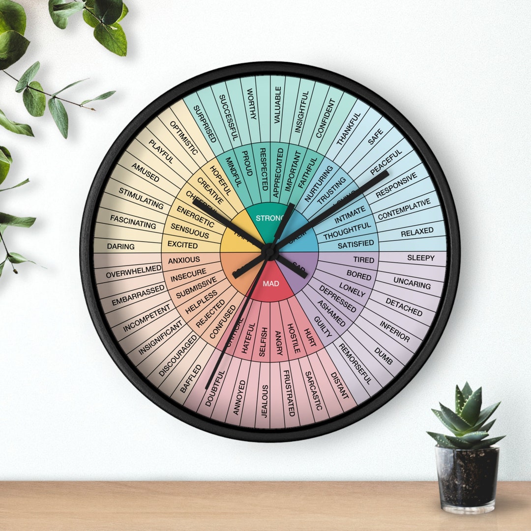 Feelings Wheel Clock 10x10 - Mental Health Awareness Decor Wall Art How ...