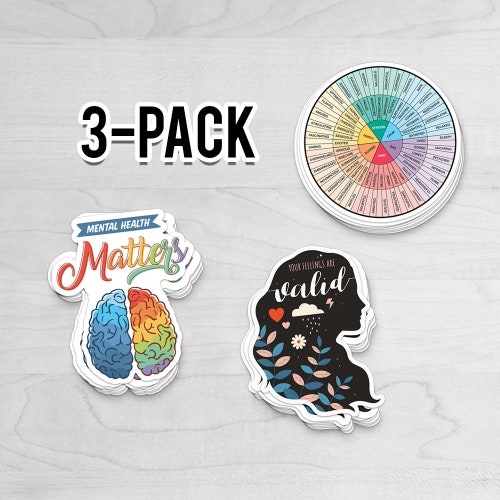 Vinyl Sticker 3-pack Feelings Mental Health Laptop and Cup - Etsy
