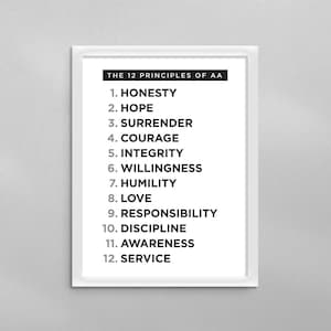 AA Principles Poster: Minimalist Recovery Gift, Mental Health Decor - Etsy