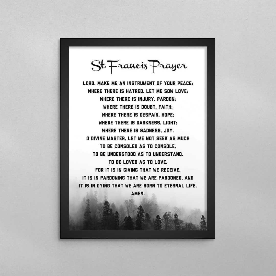 St. Francis Prayer Poster AA NA Peace Prayer for Alcoholics Narcotics ...