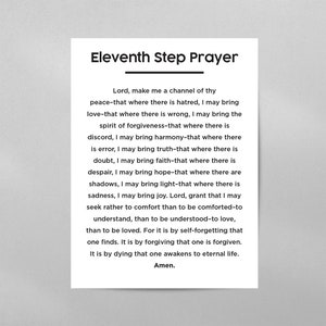 11th Step Prayer Minimal Poster - AA NA - Alcoholics and Narcotics ...
