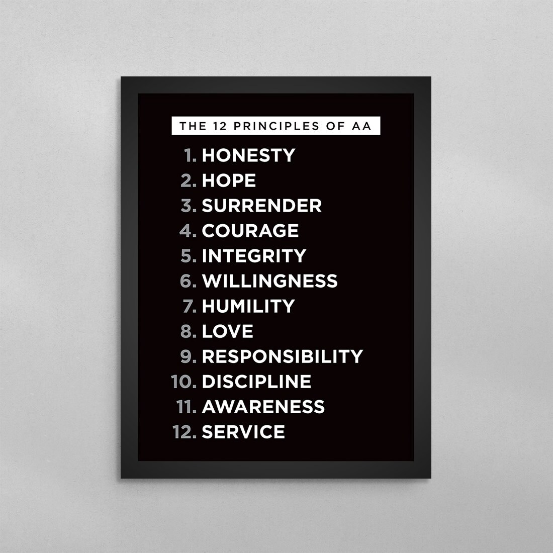 AA Principles Poster: Minimalist Recovery Gift, Mental Health Decor - Etsy