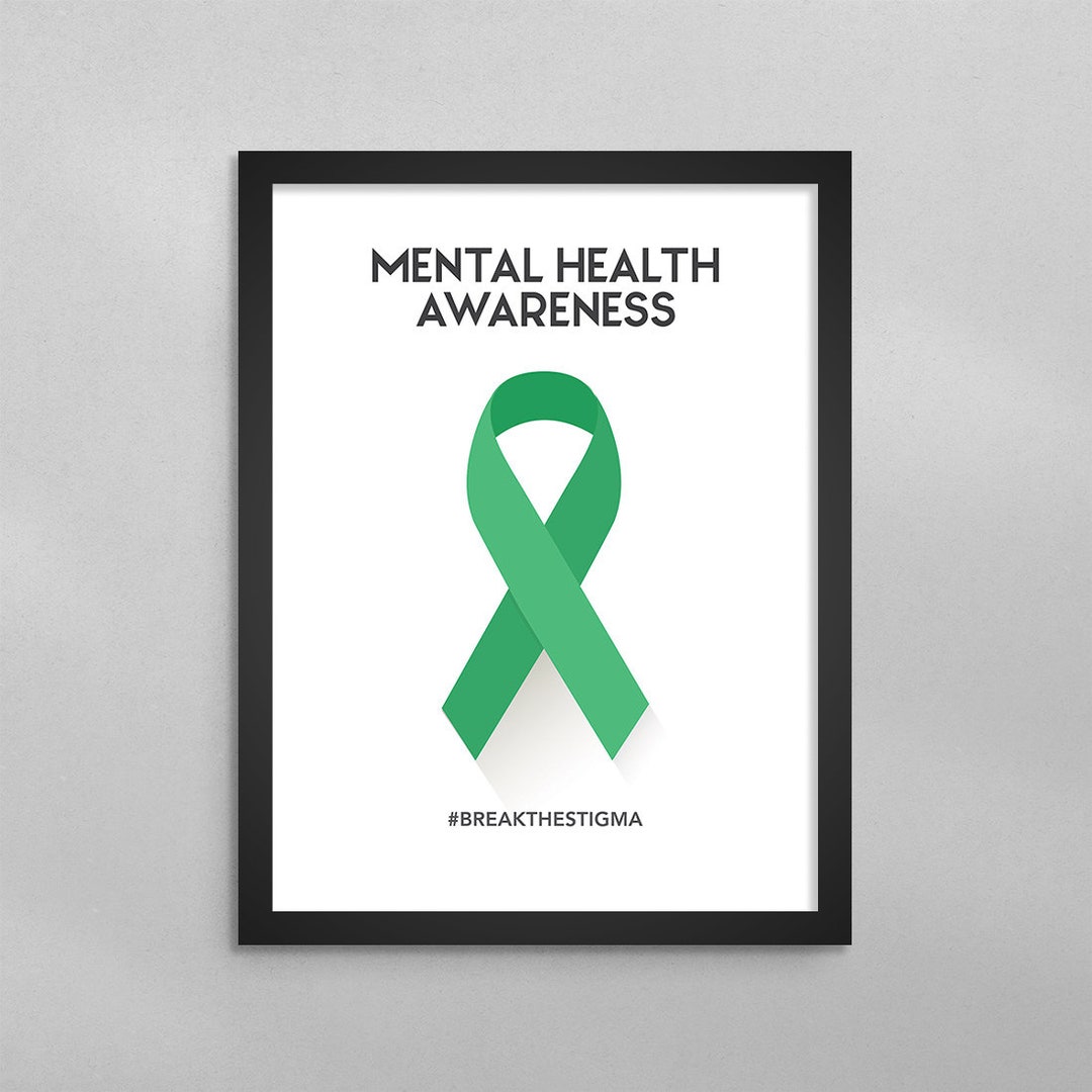 Mental Health Awareness Poster Wall Art Break the Stigma Therapy Gift ...