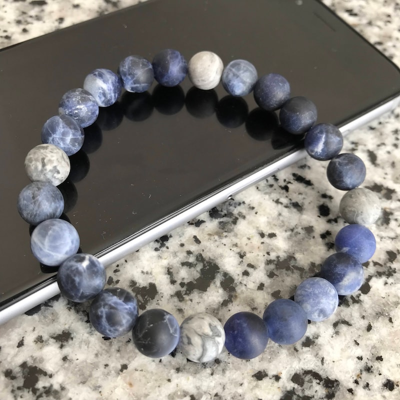 Blue Crackle Bead Bracelet - Etsy