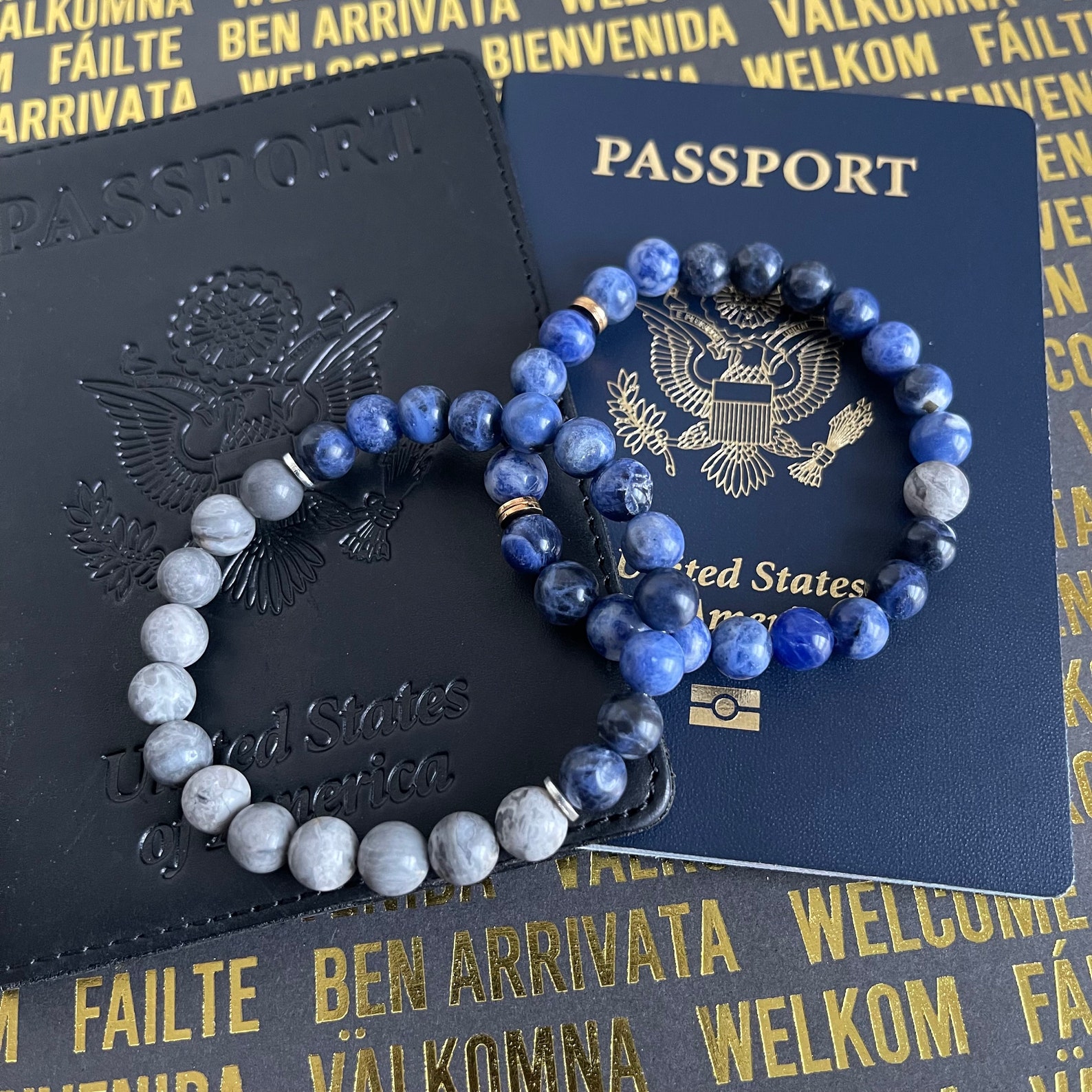 Blue Bracelet Set Womens Bracelet Set Mens Bracelet Set | Etsy