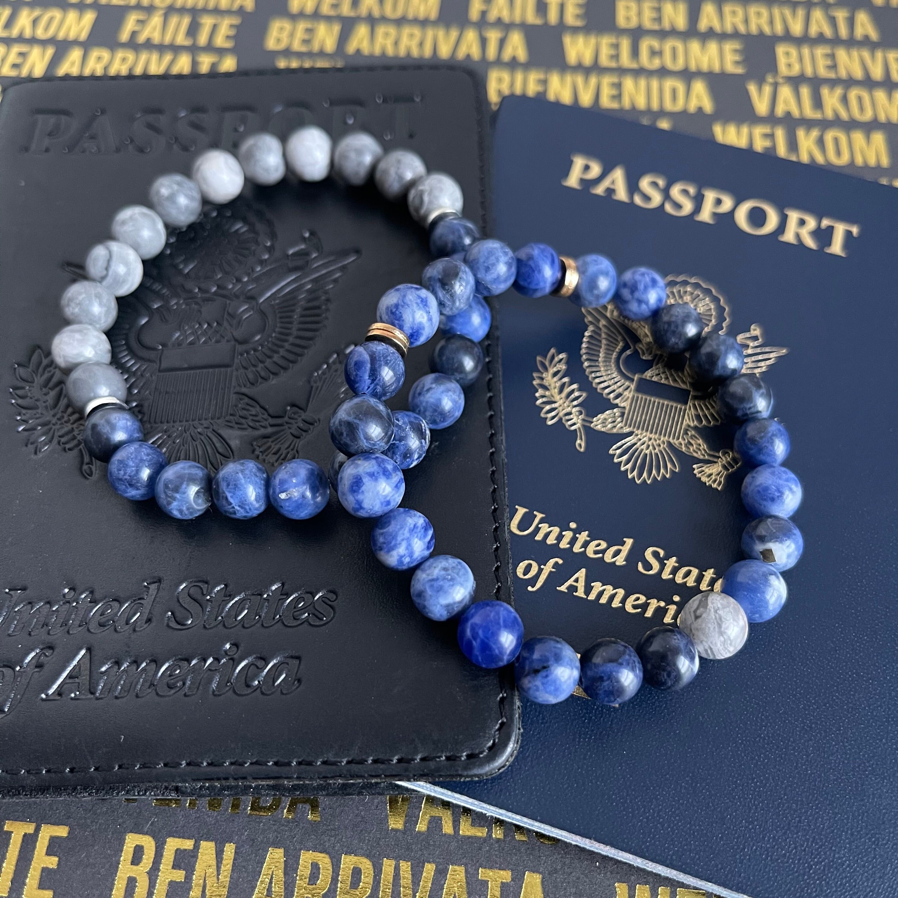 Blue Bracelet Set Womens Bracelet Set Mens Bracelet Set - Etsy