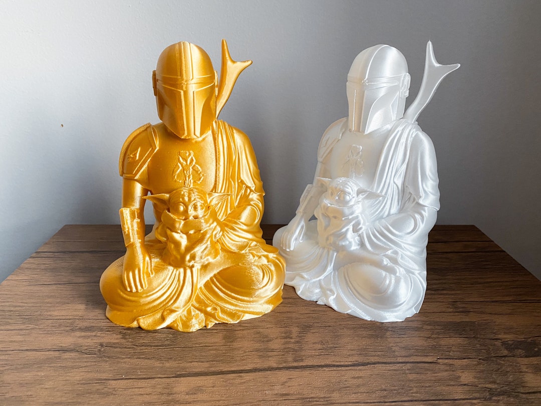 Mando Buddha, Mandalorian and Baby Yoda, 3d Printed Mando With Baby ...