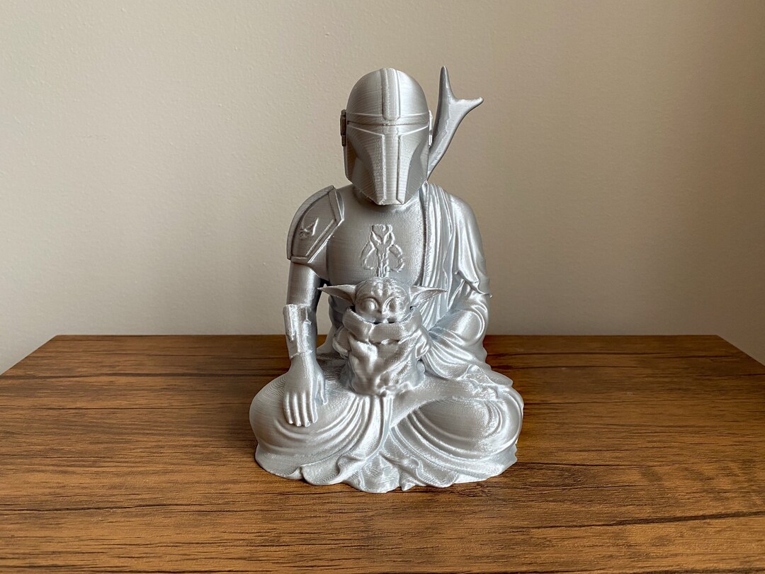 Mando Buddha, Mandalorian and Grogu, Large 3d Printed Mando With Baby ...