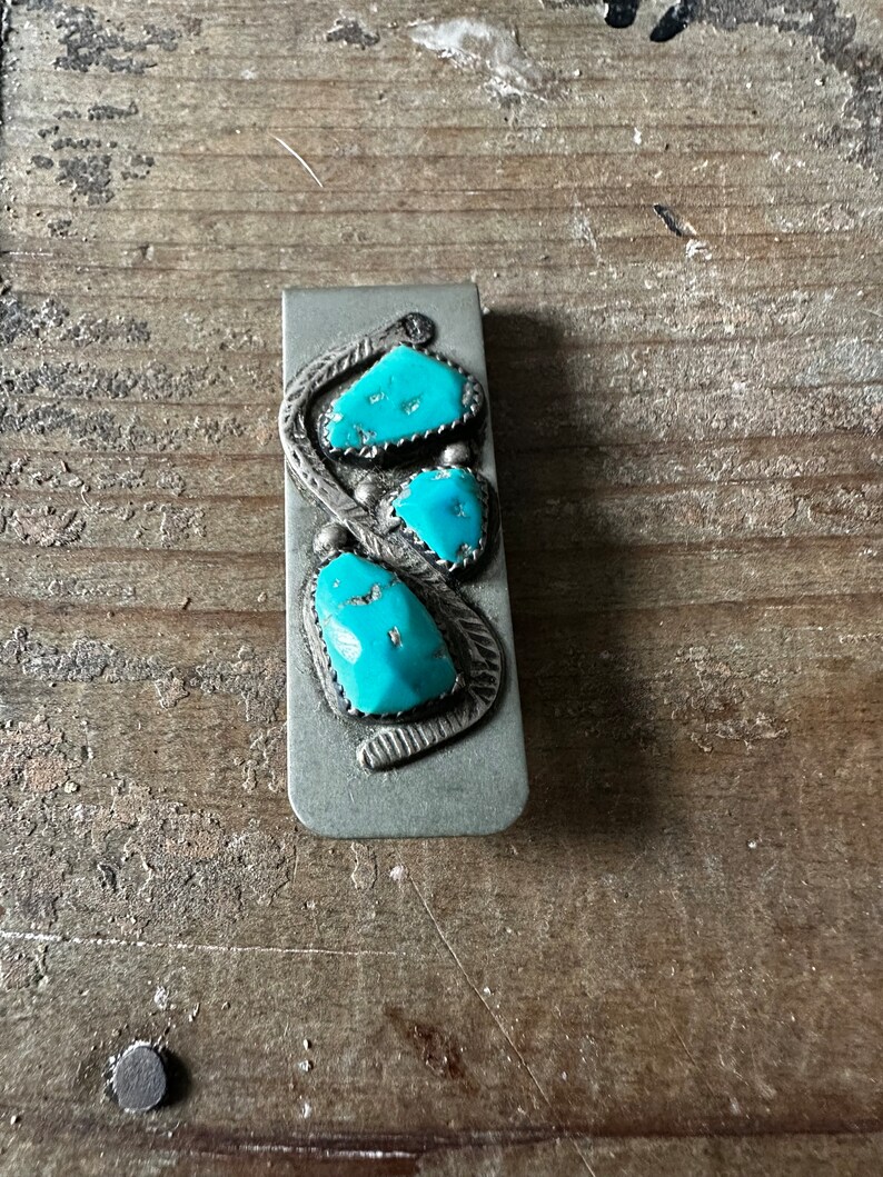 Silver and Turquoise Money Clip - Etsy