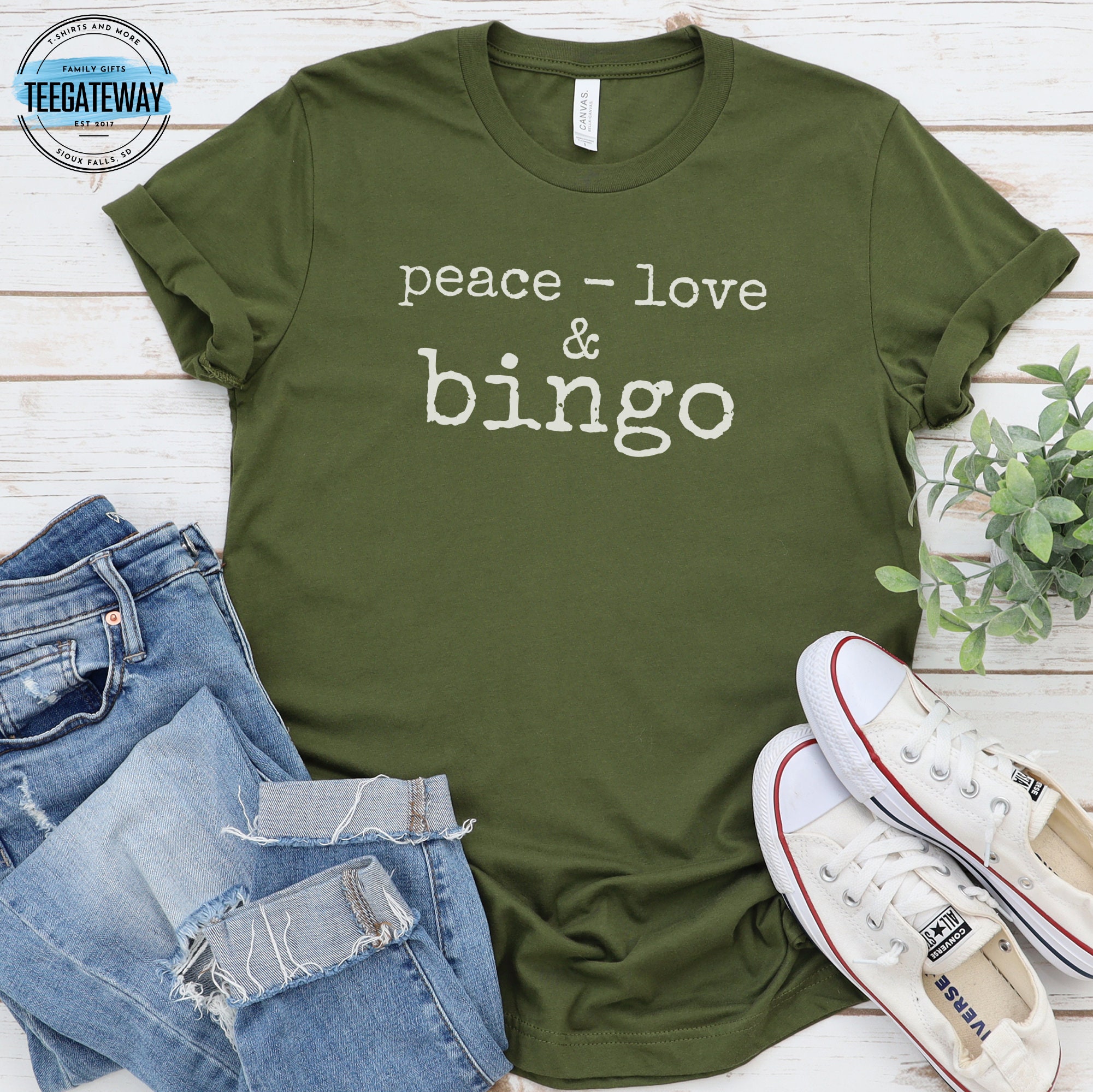 Bingo T-shirt, Peace and Love, Bingo Player Gifts, Shirt for Elderly ...