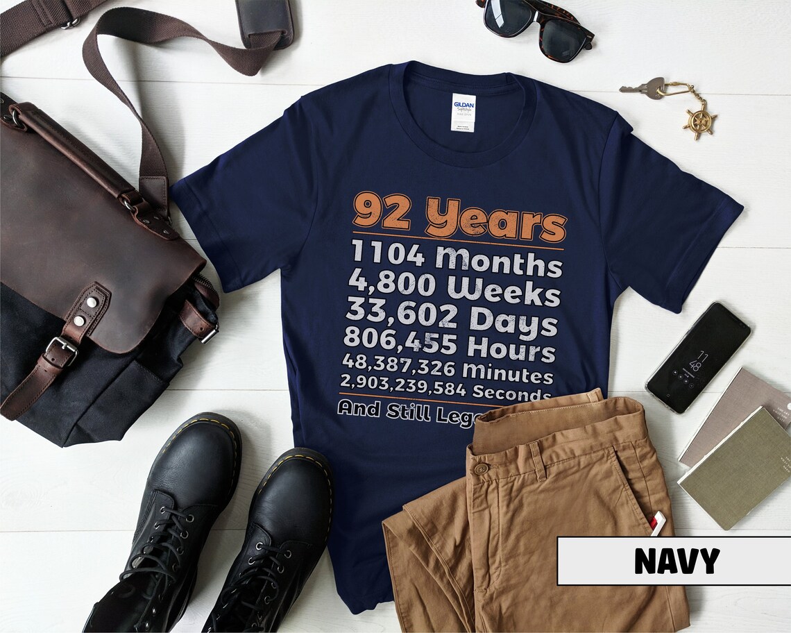 92nd Birthday Shirt | 92 Years Old | Ninety-second Gift Idea | Birthday ...