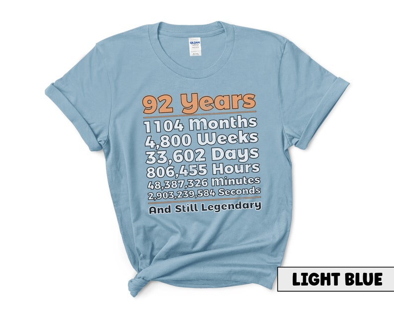 92nd Birthday Shirt | 92 Years Old | Ninety-second Gift Idea | Birthday ...