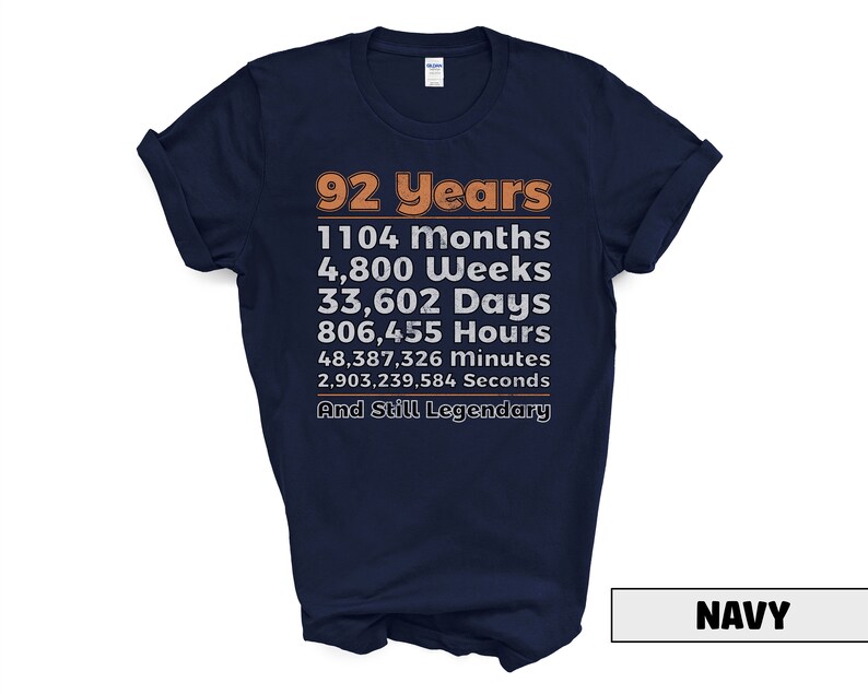 92nd Birthday Shirt | 92 Years Old | Ninety-second Gift Idea | Birthday ...