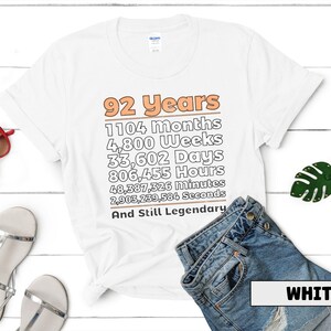 92nd Birthday Shirt | 92 Years Old | Ninety-second Gift Idea | Birthday ...