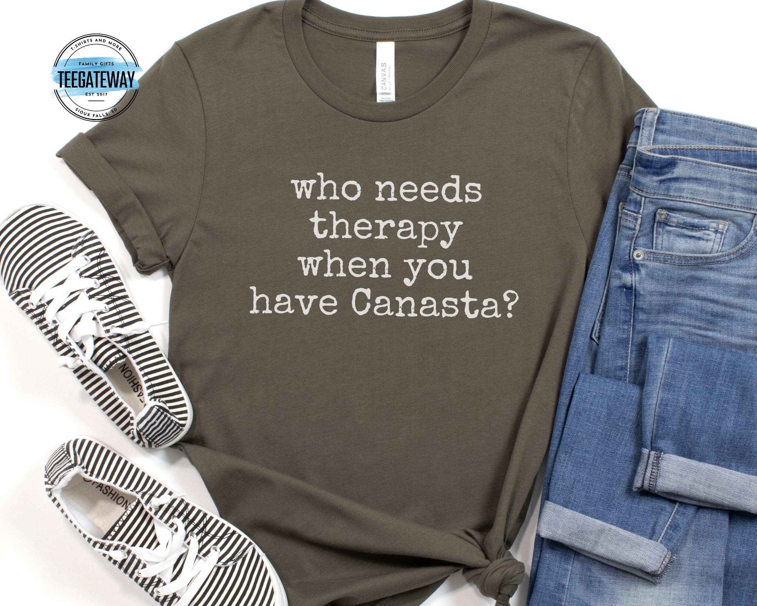 Therapy and Canasta Gifts, Canasta Gift T-shirt, Funny Canasta Fan Gift ...