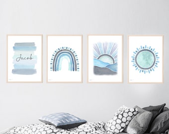 Abstract Kids Art Kids Room Printable Colorful Watercolor - Etsy